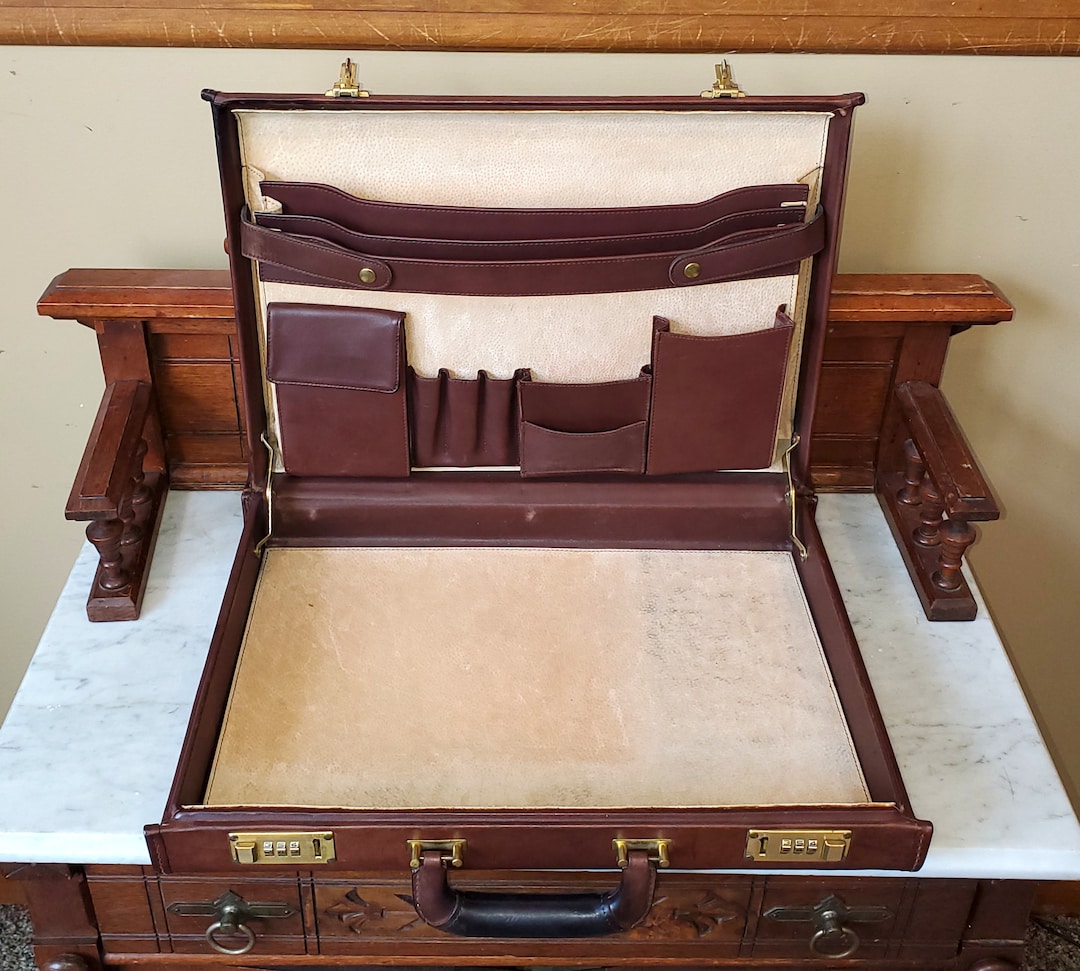 Vintage Coach 3 Inch Attache Hard-sided Briefcase in Mahogany Leather ...