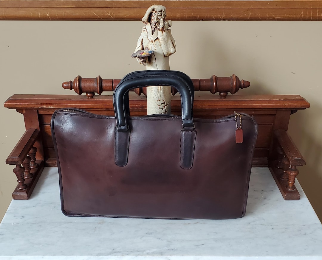 Sale Vintage Coach Handle Portfolio in Mocha Leather With Brass ...