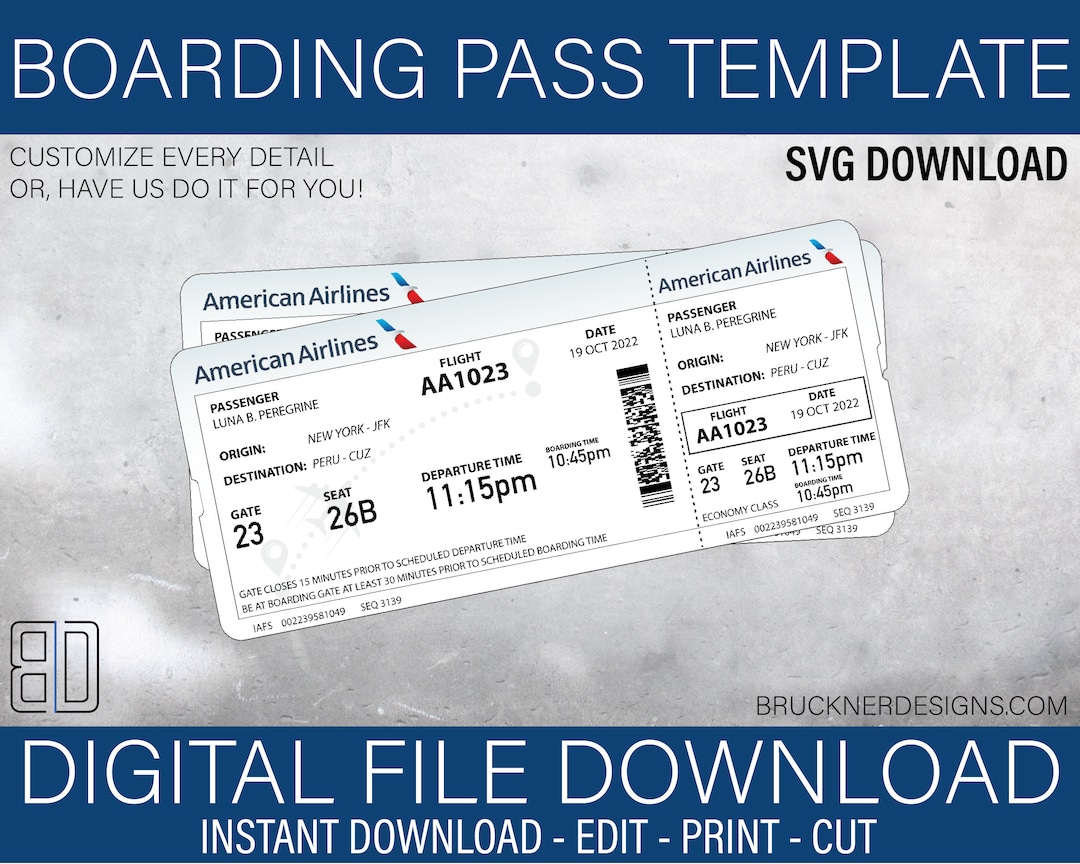 Boarding Pass Template 6 - SVG File - Digital Download - Etsy