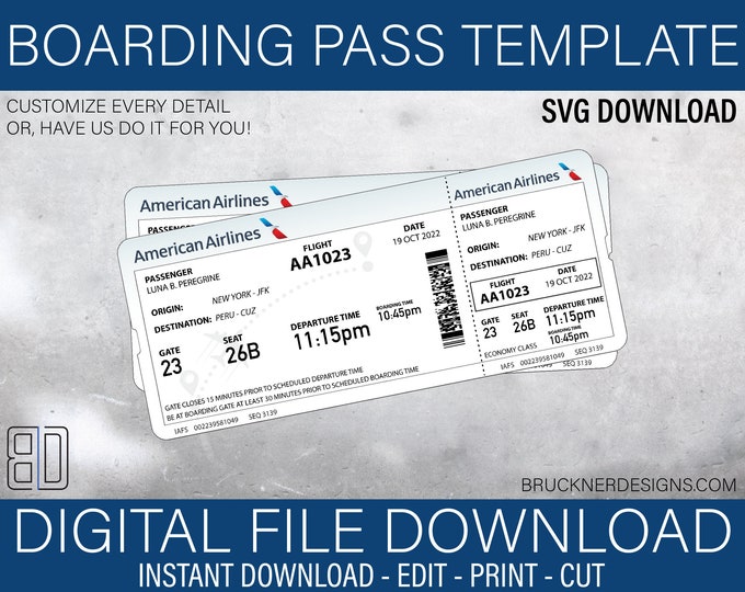 Editable Boarding Pass Ticket Template, Surprise Airline Gift, Delta ...