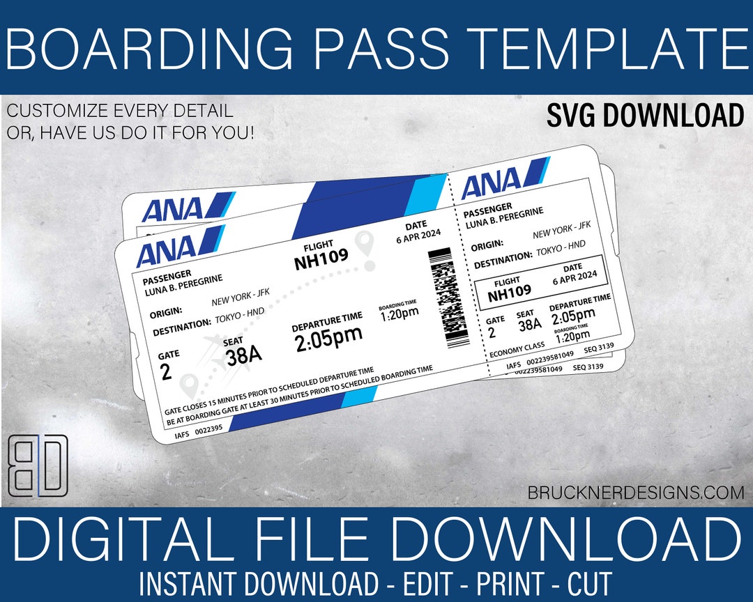 Boarding Pass Template 12 - SVG File - Digital Download - Etsy