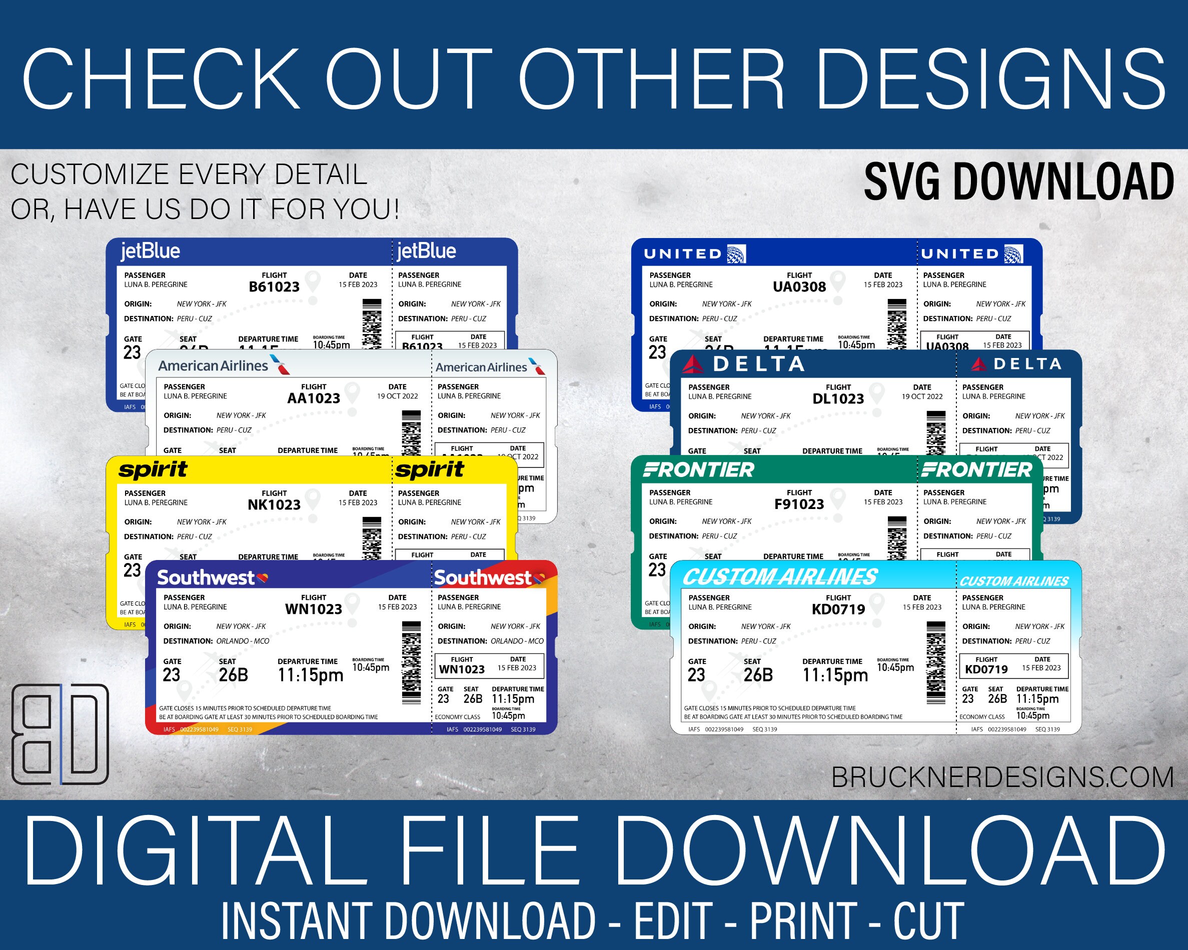 Boarding Pass Template 5 - SVG File - Digital Download - Etsy