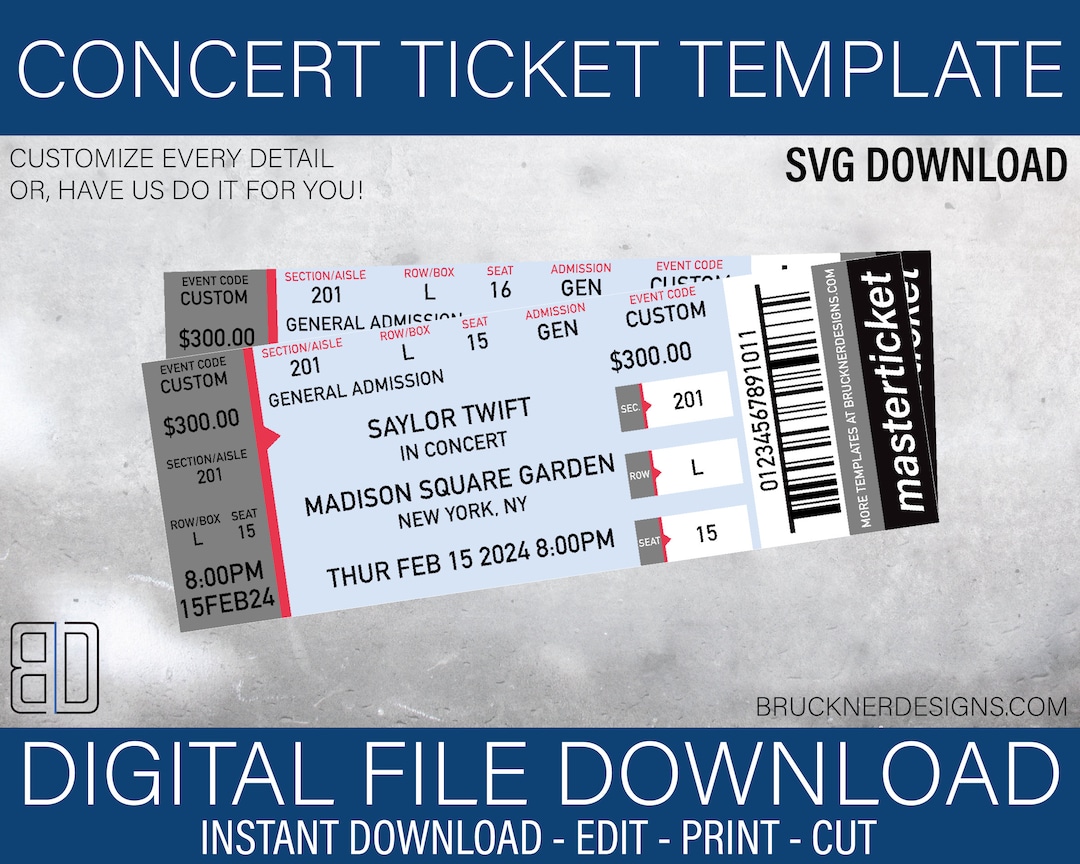 Concert Ticket Template - SVG File - Digital Download - Etsy