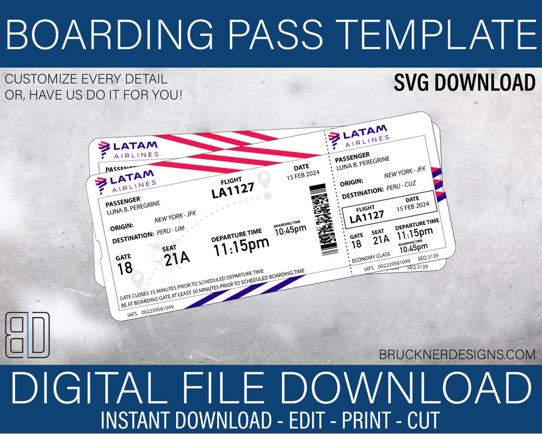 Boarding Pass Template 10 - SVG File - Digital Download - Etsy