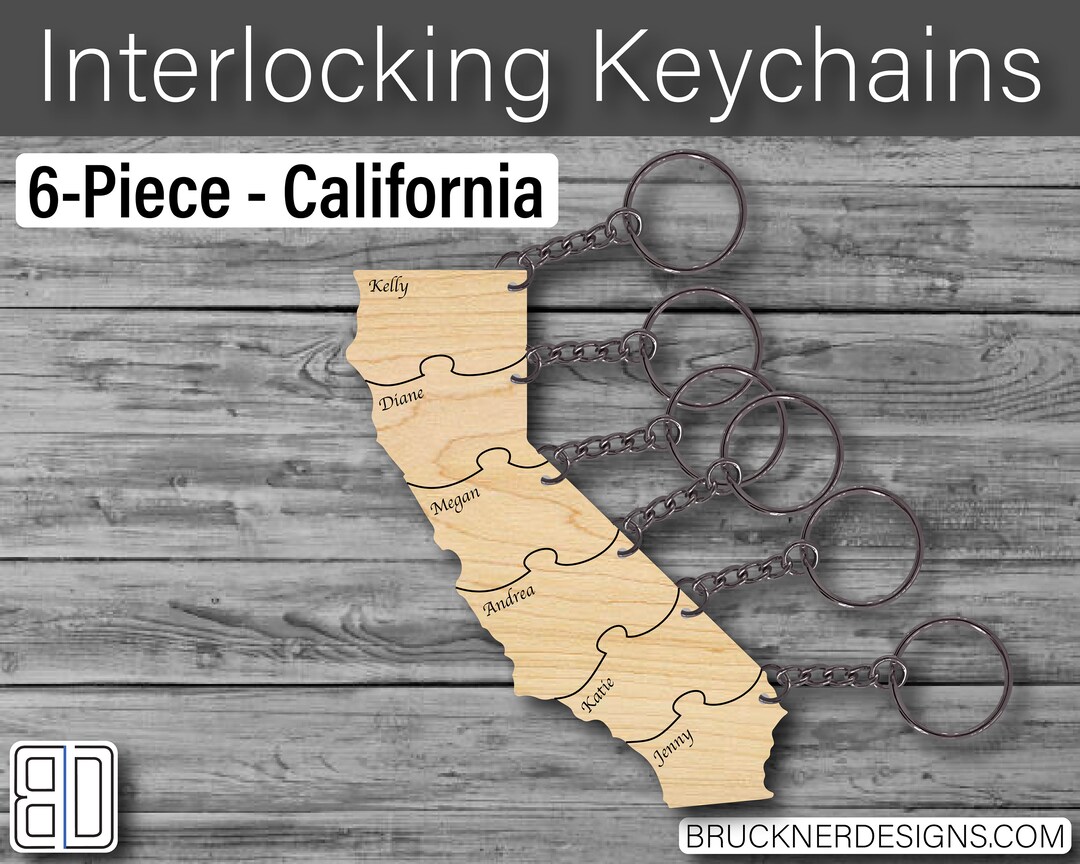 6-piece California - Interlocking Keychains - Etsy