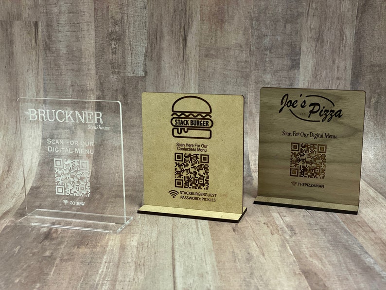 QR Code Placard for Your Digital Menus | Etsy