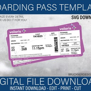 Boarding Pass Template 9 - SVG File - Digital Download - Etsy