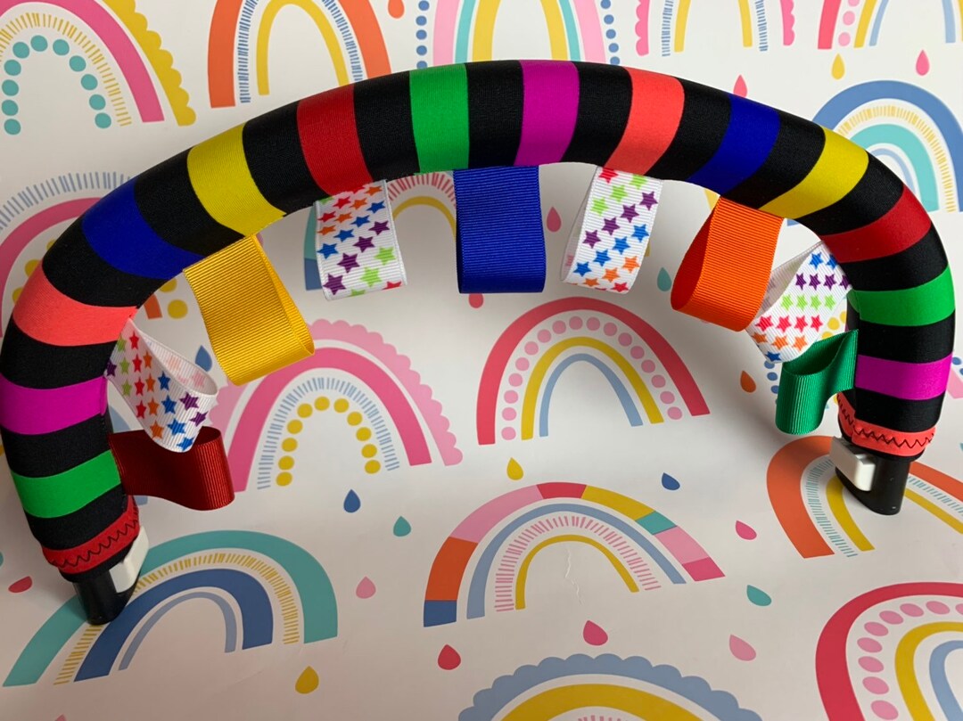 Rainbow and Black Striped Pattern Bumper Bar Cover With Taggies Made to ...