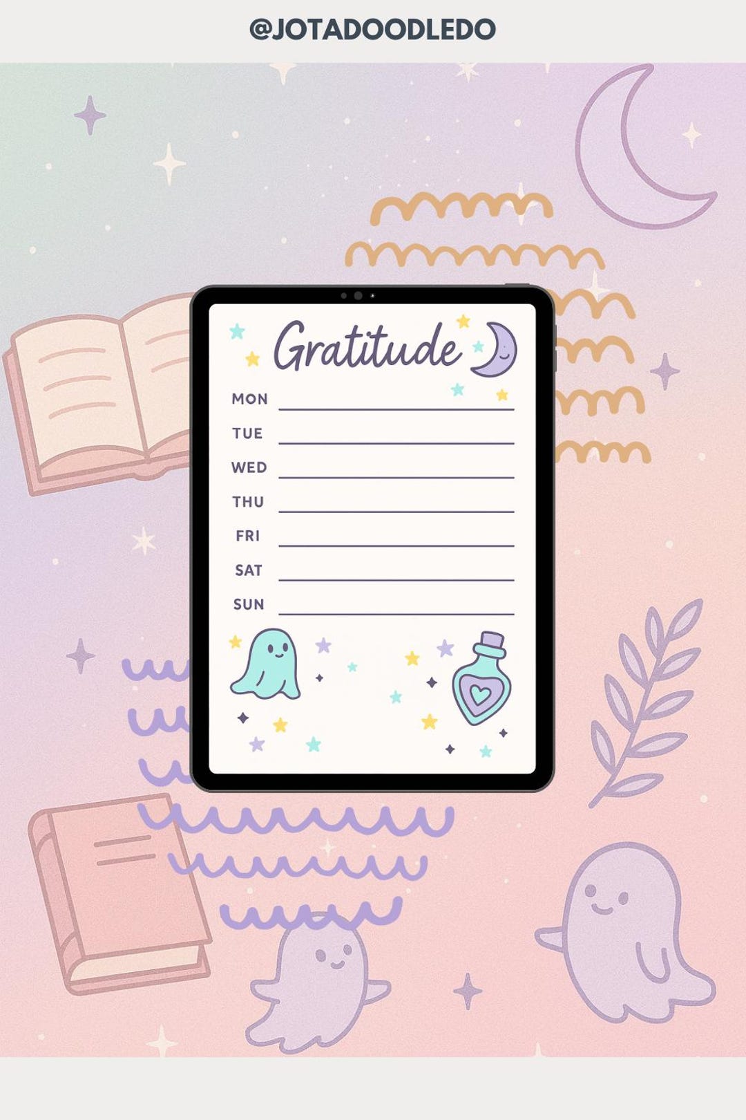 Pastel Goth Gratitude Journal Page - Printable Weekly Reflection Sheet ...