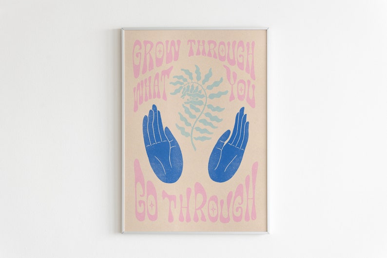 Growth Affirmation Printable Poster Groovy Retro Wall Art - Etsy