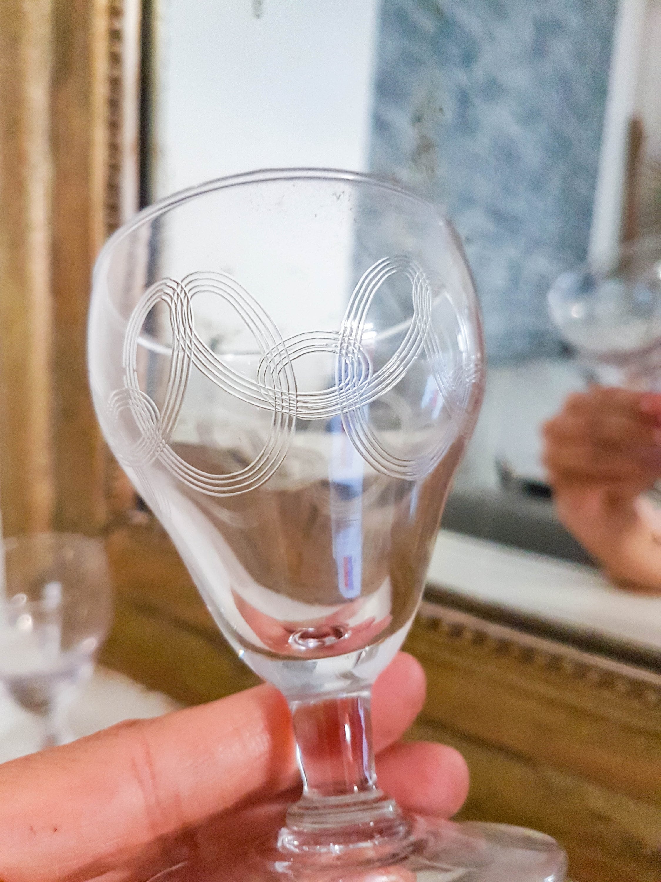 Set of 6 Port Glasses Etched Crystal Liquor Vintage Tableware - Etsy UK