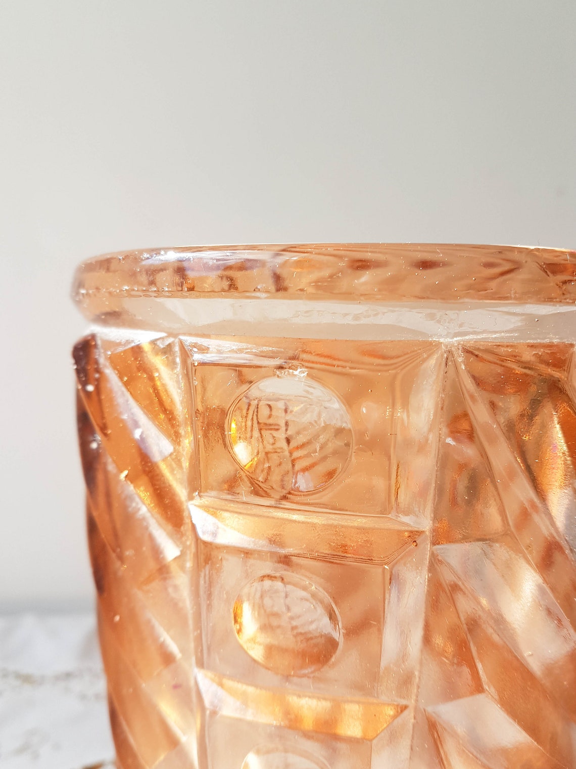 Art Deco Style Pink Glass Vase Vintage Vase Old Pink Vase Etsy