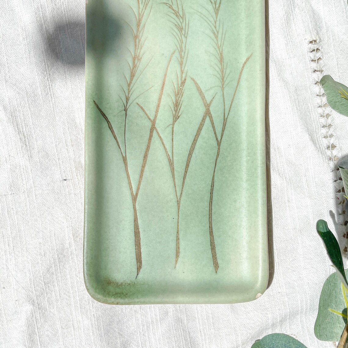Vintage Abu Gosh Jerusalem Green Earthenware Asparagus Dish ...