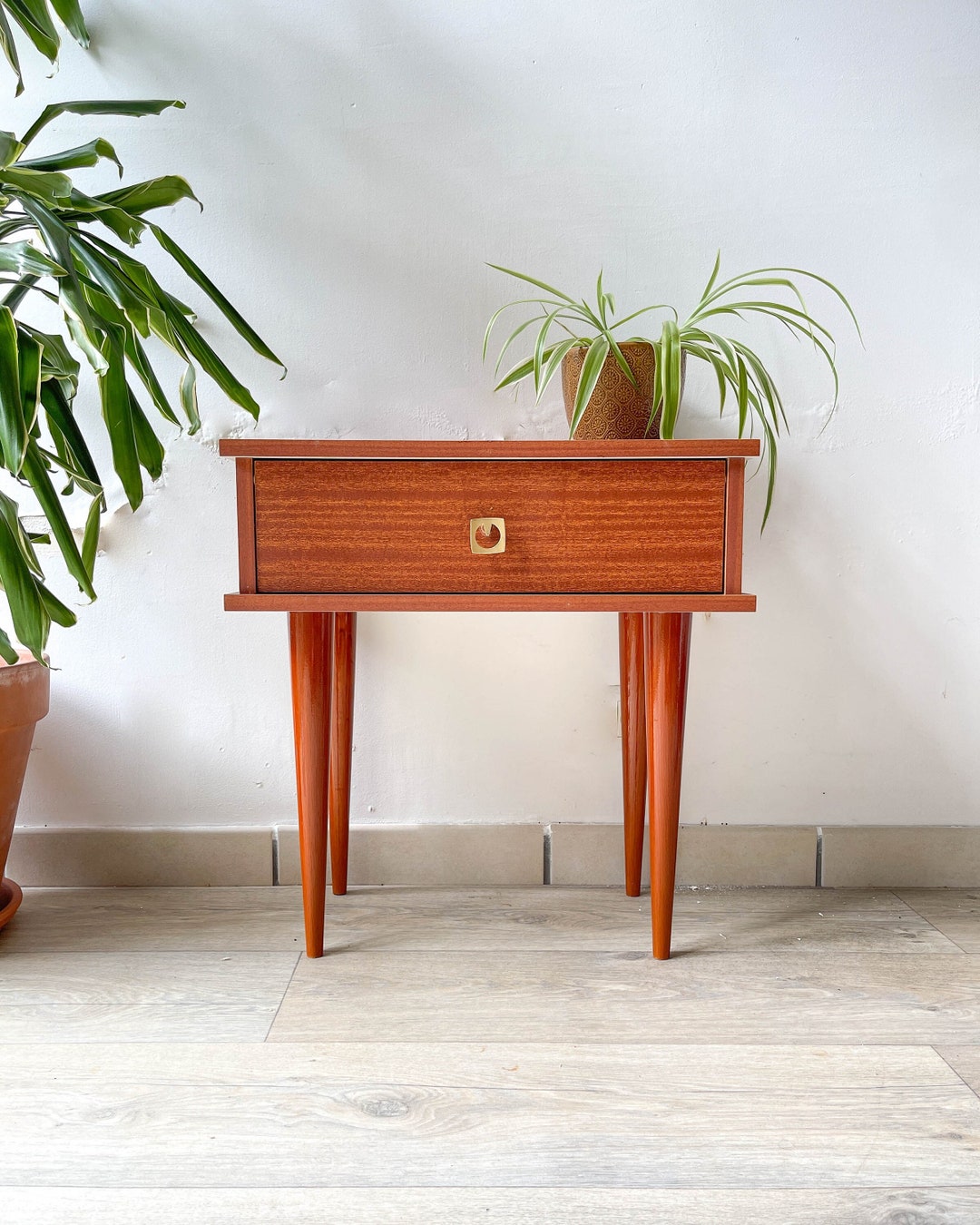 Vintage 1950s Bedside Table - Scandinavian Style Bedside Table ...
