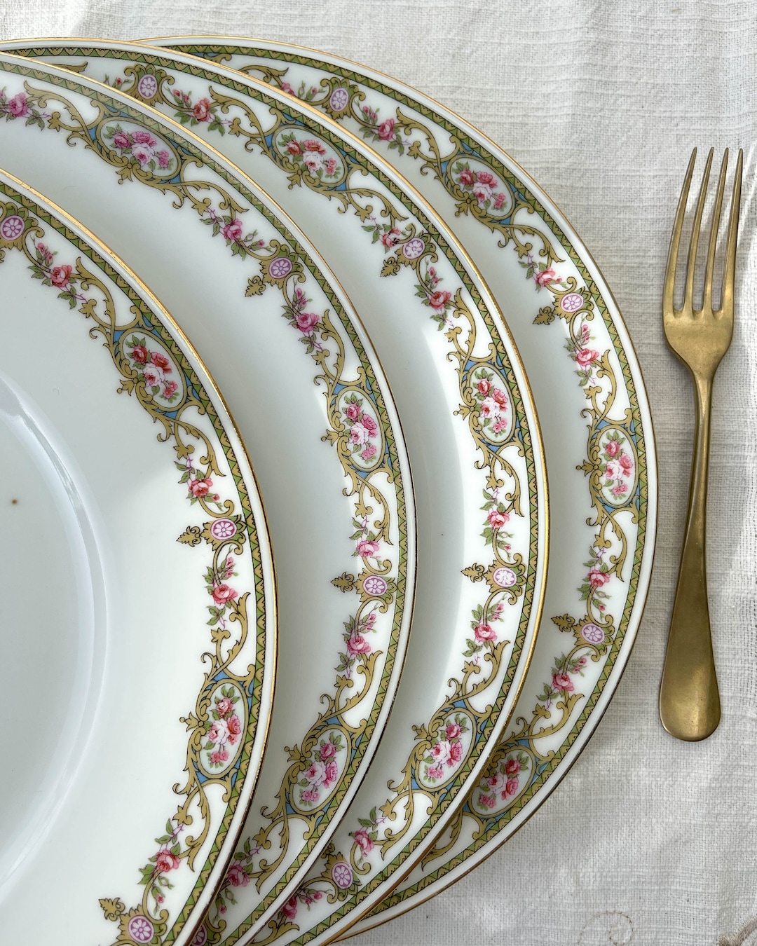 6 Assiettes plates porcelaine LIMOGES B&C motif fleuris Vaisselle ...