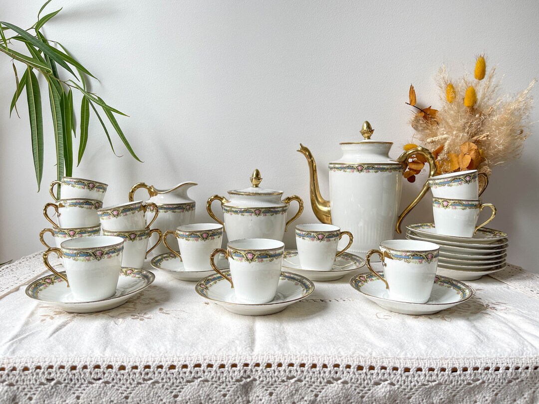 Vintage Limoges Chabrol Et Poirier Porcelain Tea/coffee Set 23 Elegant ...