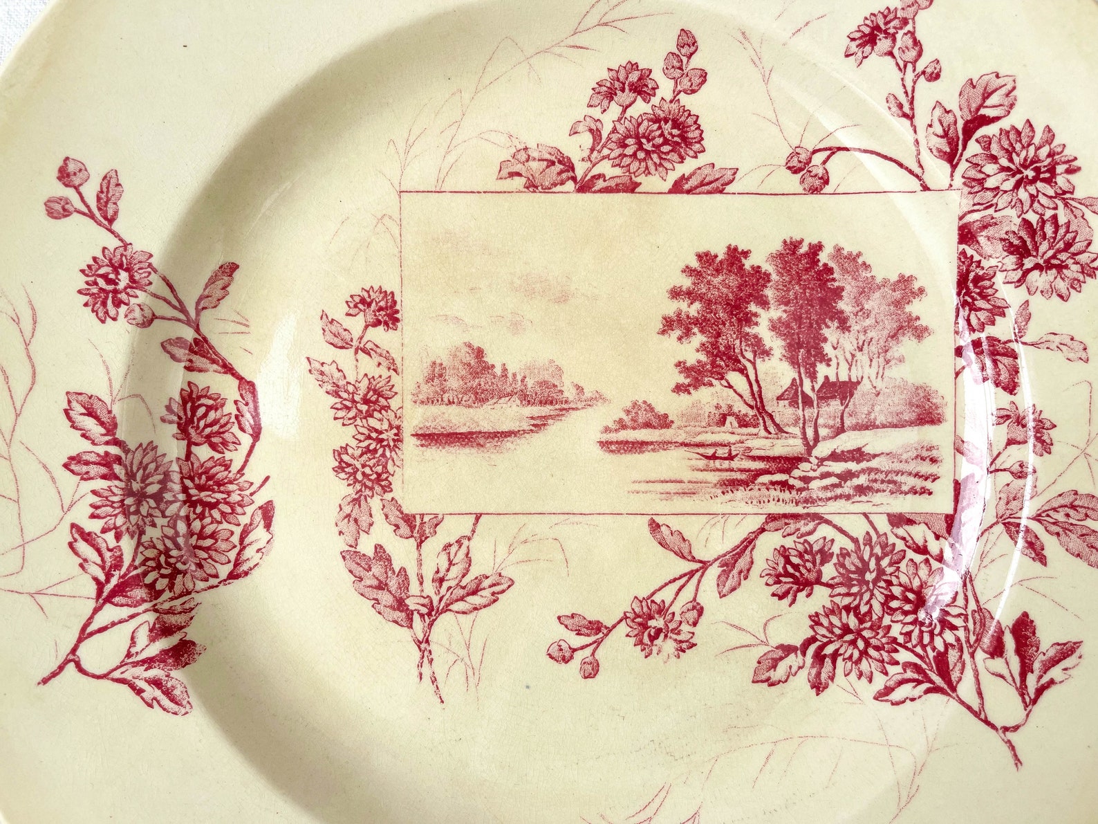 Red Iron Clay Dish "cartouches" St Denis Paris Made in France ~ Serving ...