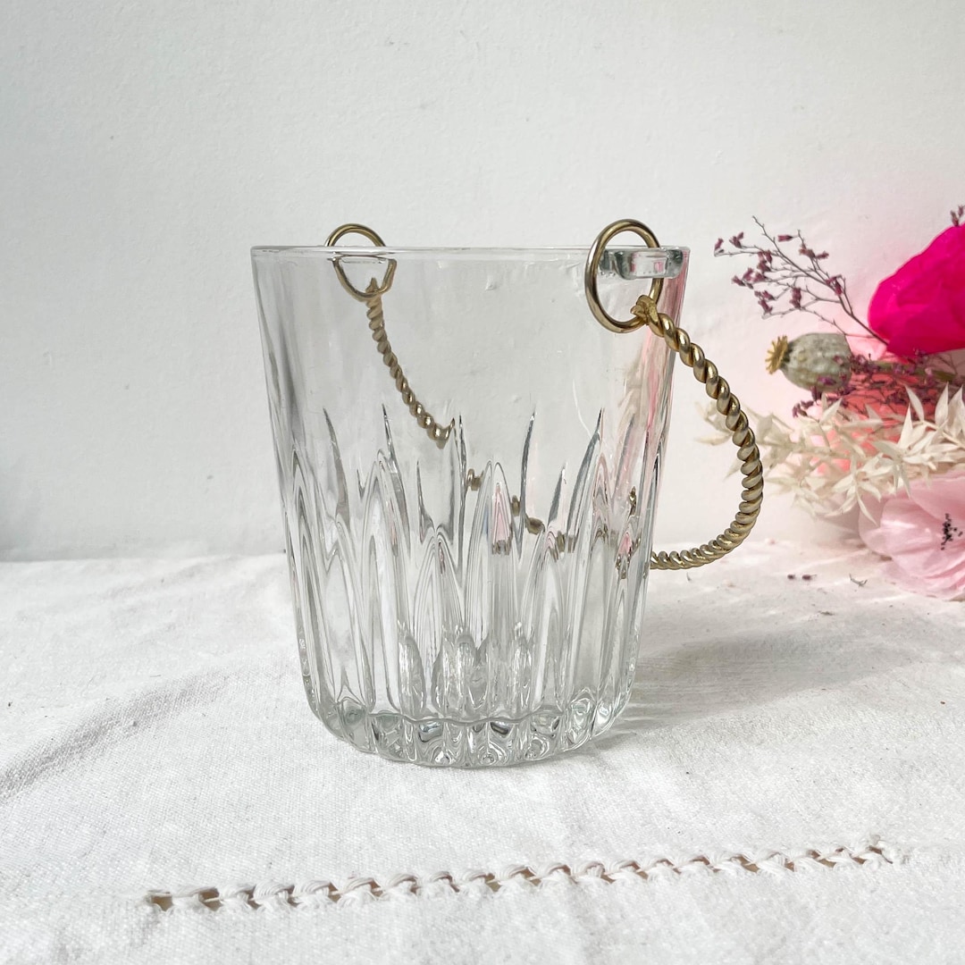 Vintage Ice Bucket With Twisted Gold Brass Handle - Aperitif - Vintage ...