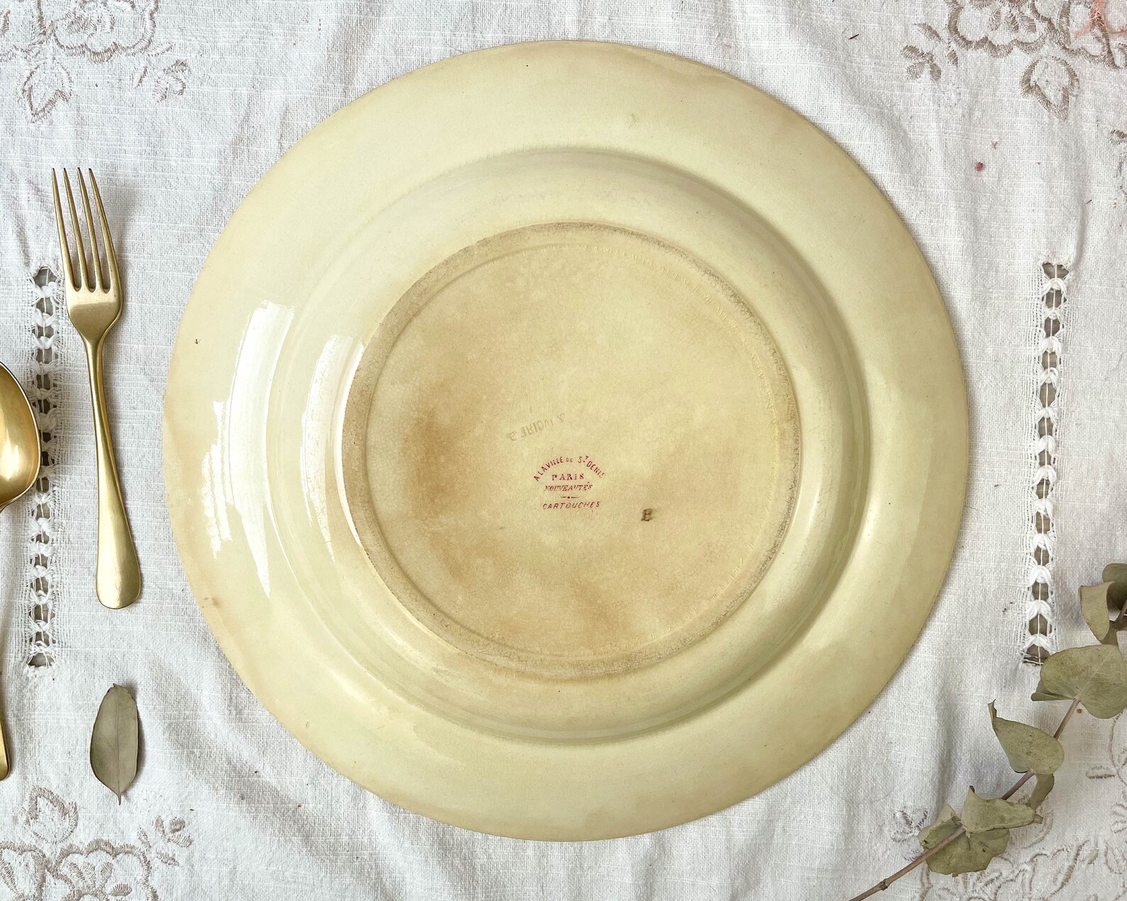 Red Iron Clay Dish "cartouches" St Denis Paris Made in France ~ Serving ...