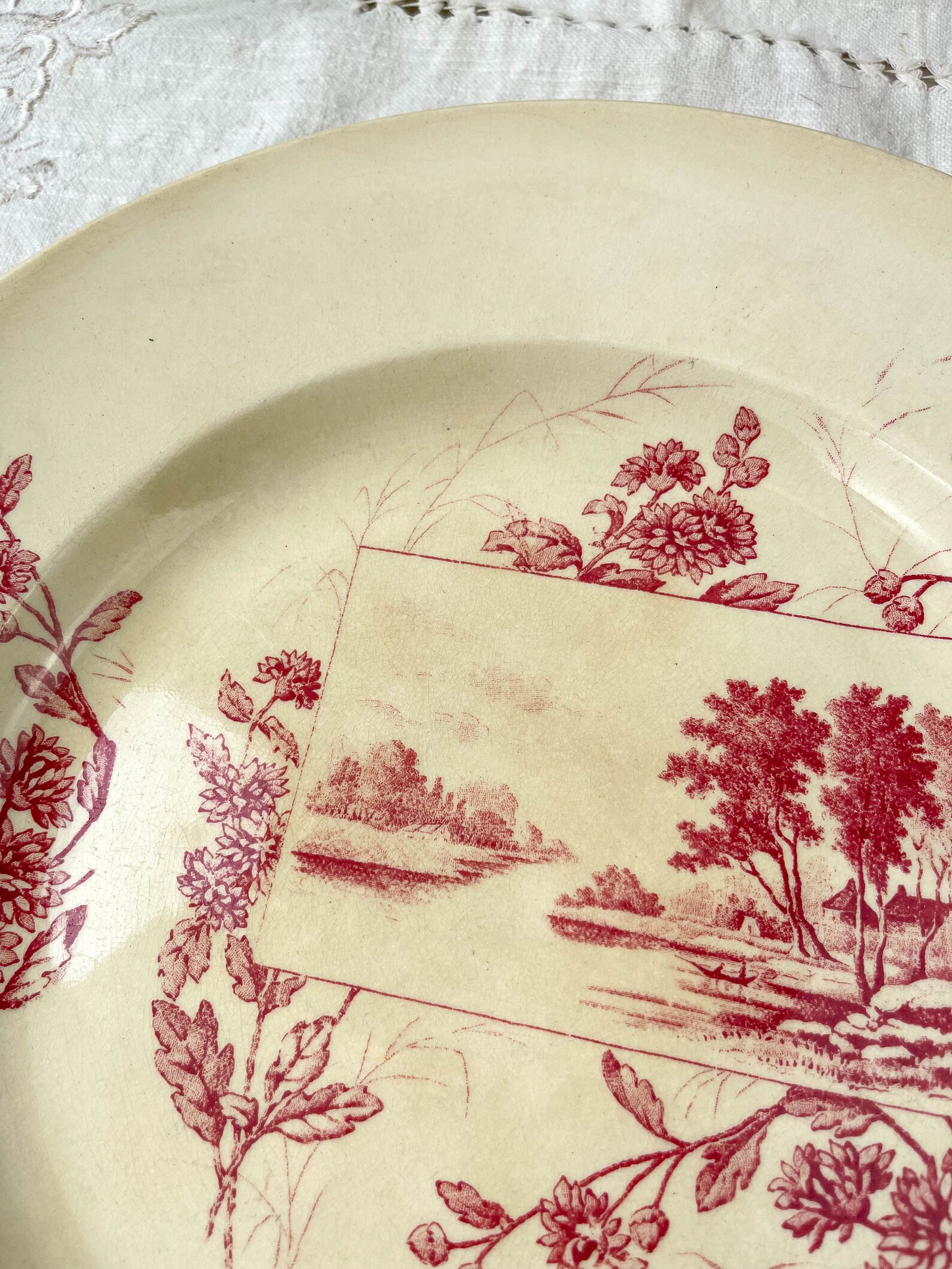 Red Iron Clay Dish "cartouches" St Denis Paris Made in France ~ Serving ...