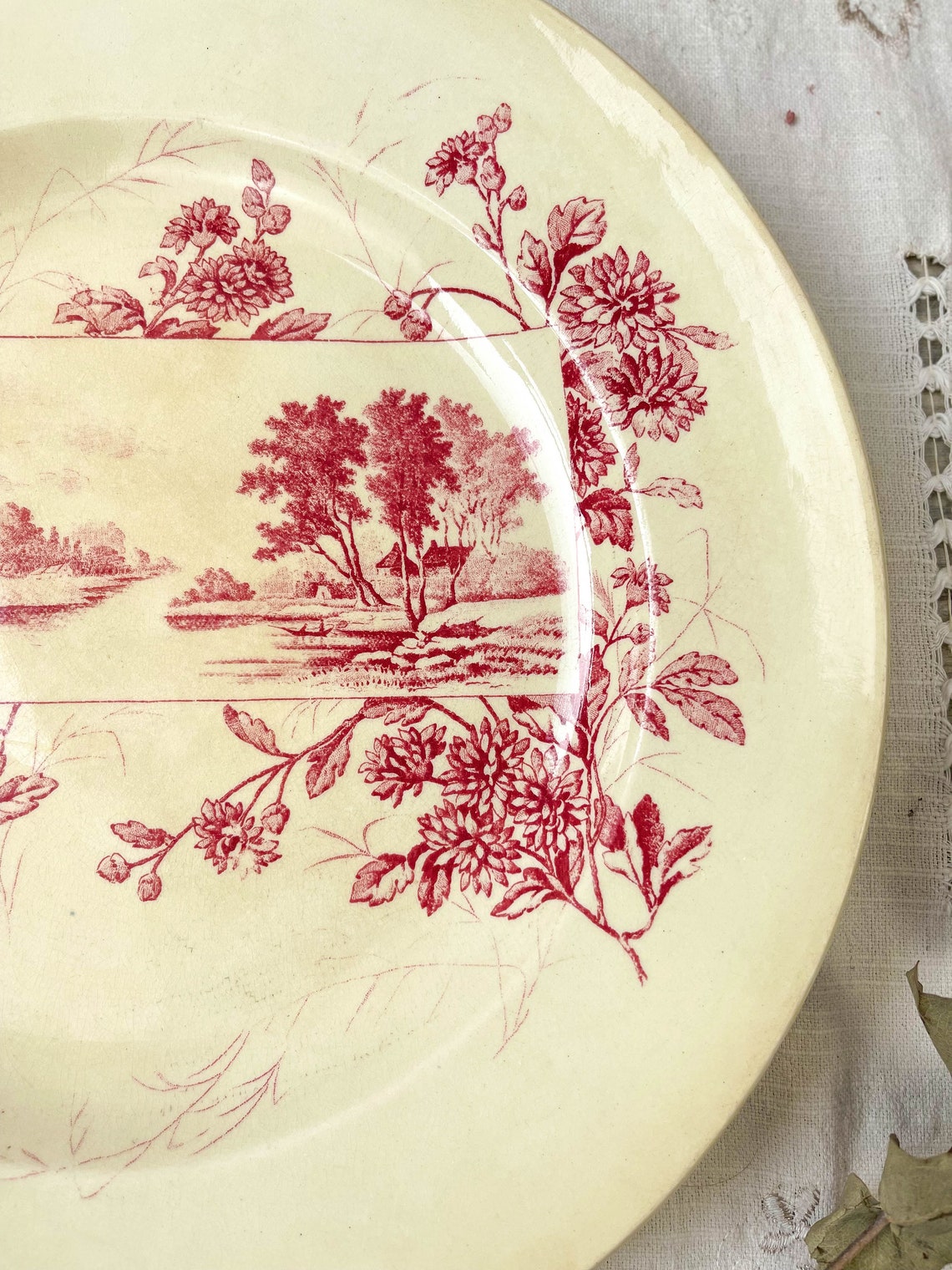 Red Iron Clay Dish "cartouches" St Denis Paris Made in France ~ Serving ...