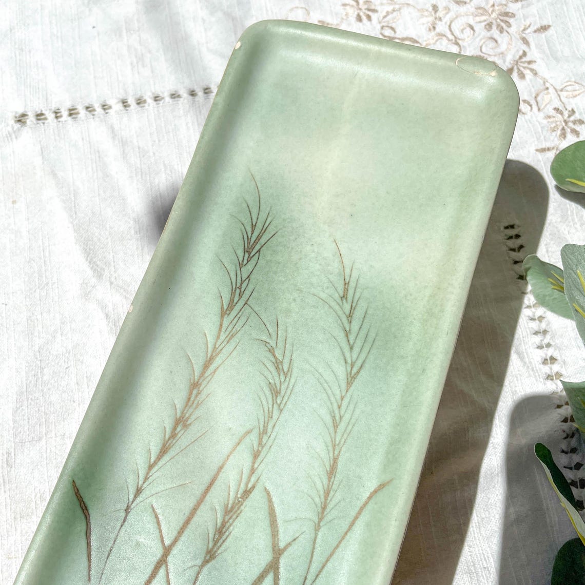 Vintage Abu Gosh Jerusalem Green Earthenware Asparagus Dish ...