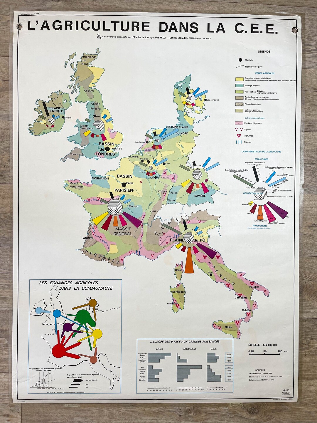 Vintage School Map Agriculture in the EEC / Industrial Economy in the ...