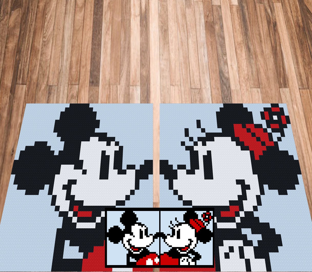C2C crochet Graph Mickey and Minnie Mouse Crochet pattern | Etsy