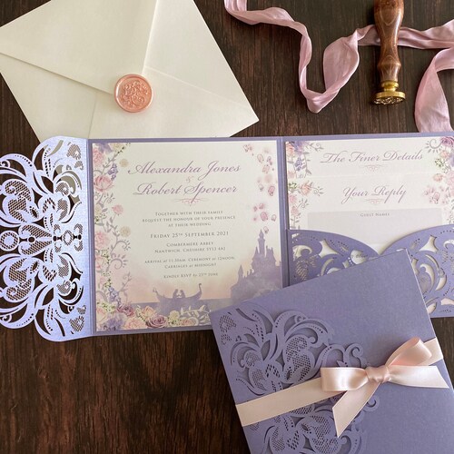Tangled Wedding Invitation Disney Wedding Invitation Lilac - Etsy