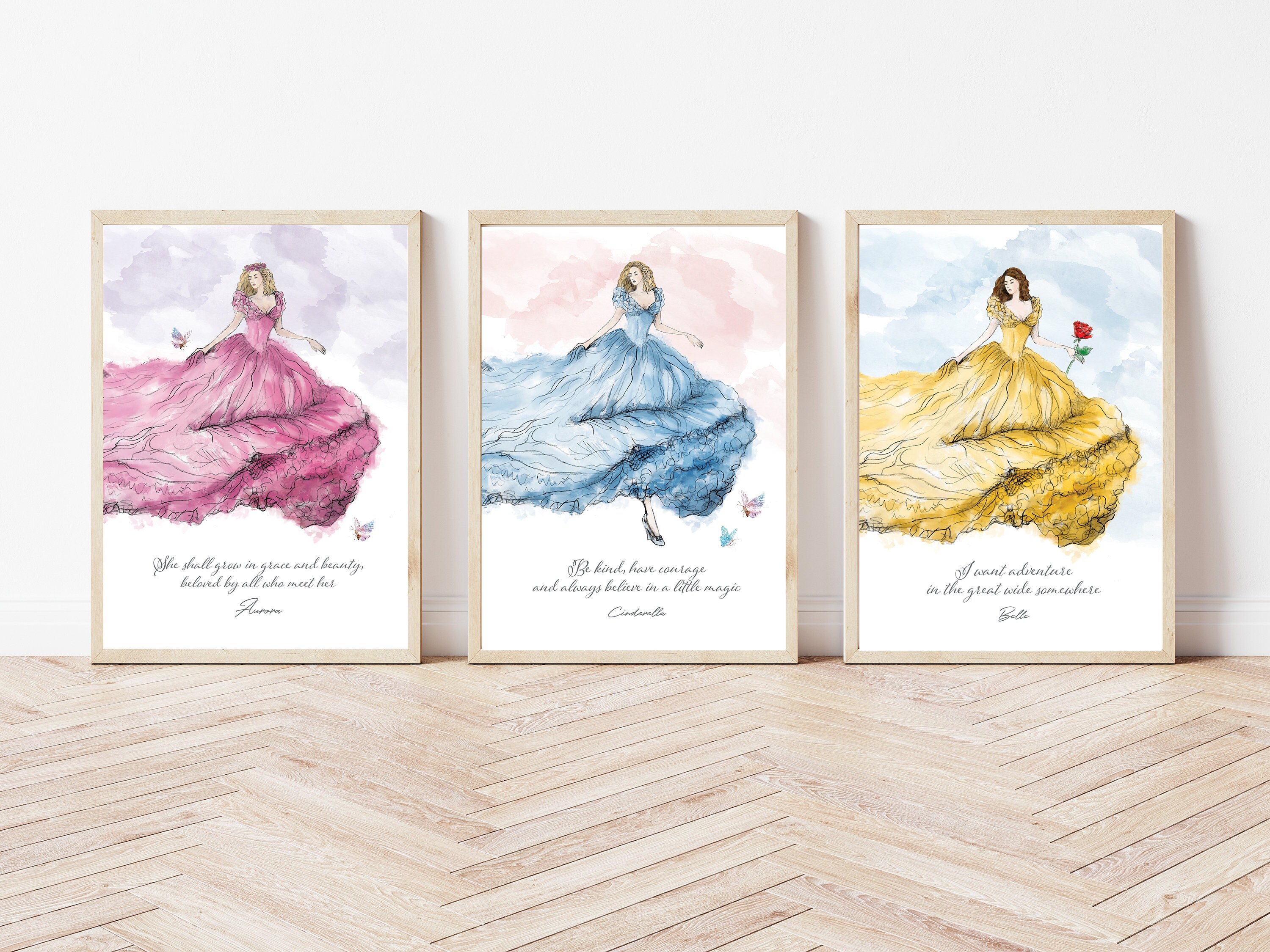 Disney Princess Prints Cinderella Print Belle Print Aurora | Etsy