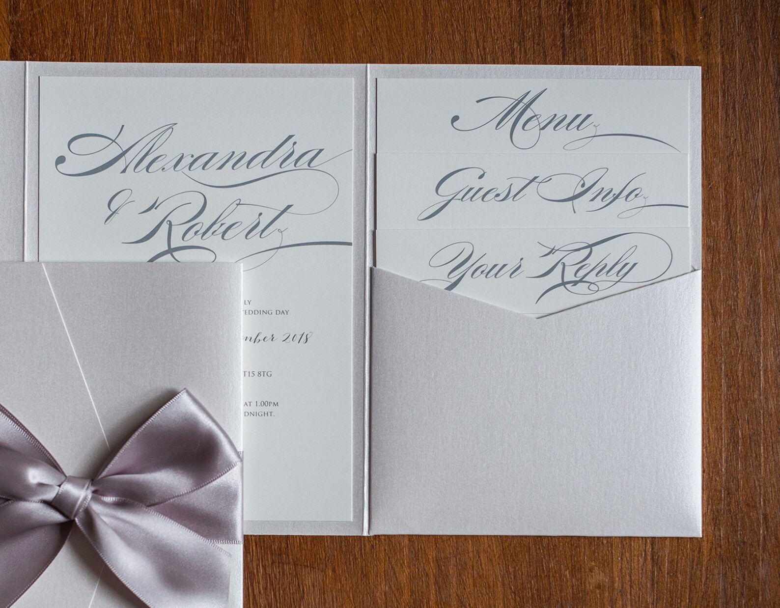 Grey Wedding Invitation Elegant Wedding Invitation Grey | Etsy UK