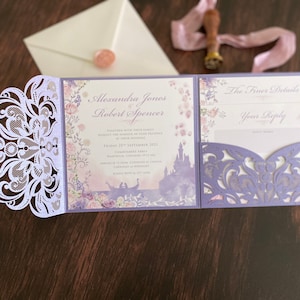 Tangled Wedding Invitation, Disney Wedding Invitation, Lilac Laser ...