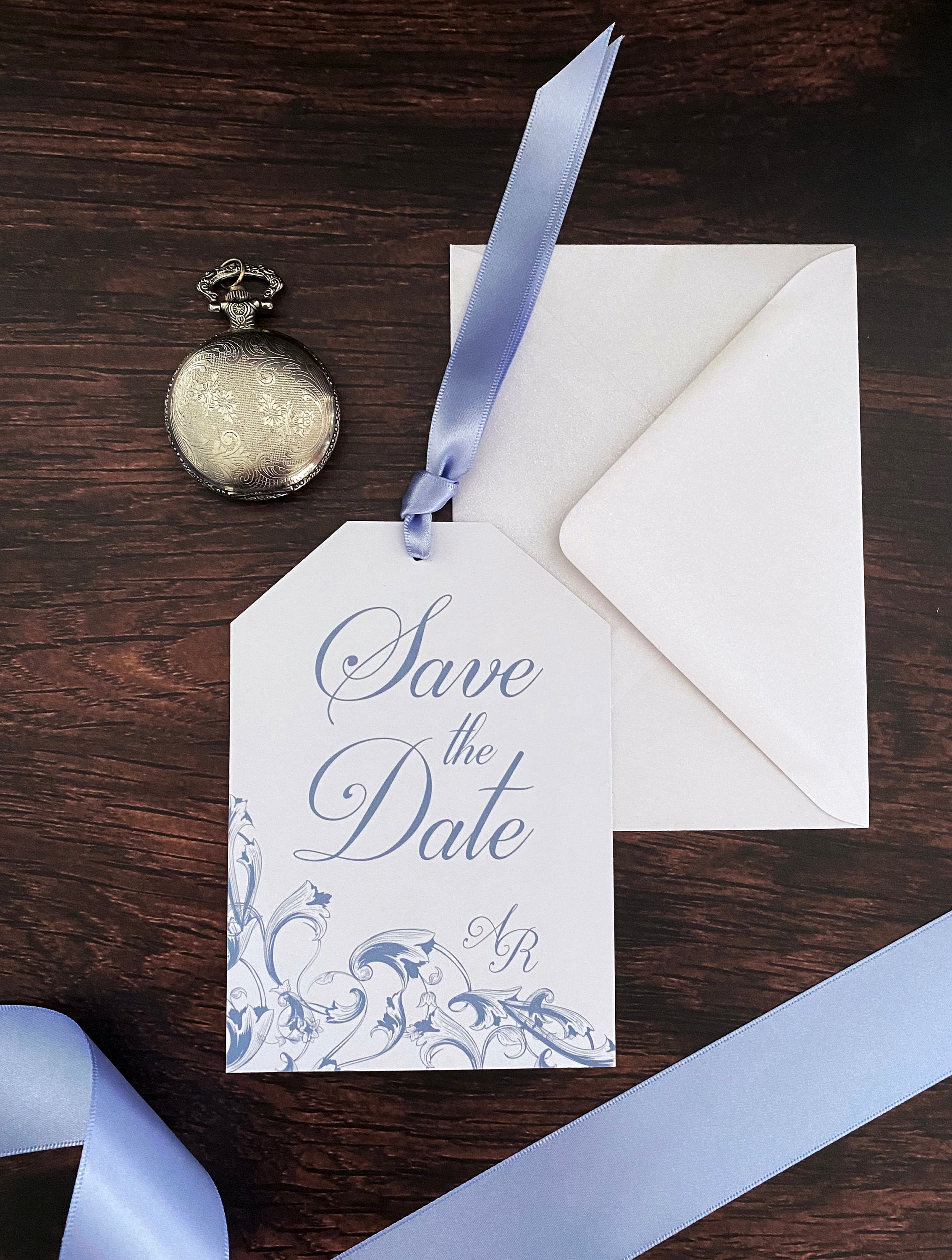 Blue Save the Date Dusty Blue Wedding Save the Date Blue and | Etsy