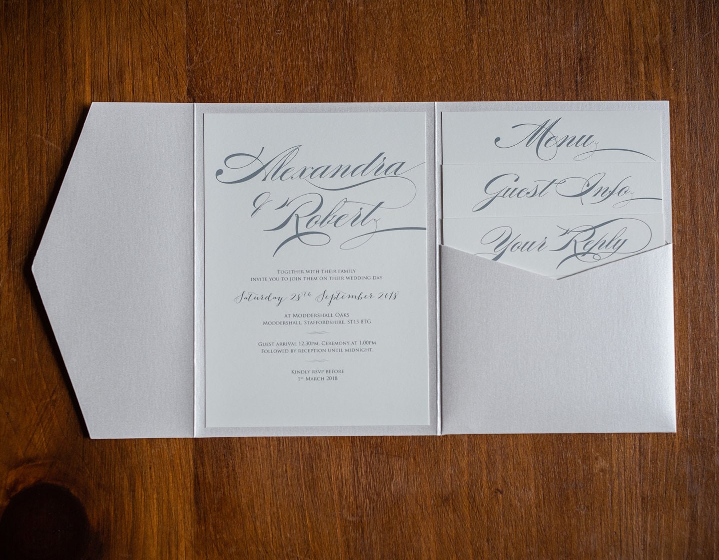 Grey Wedding Invitation Elegant Wedding Invitation Grey | Etsy UK