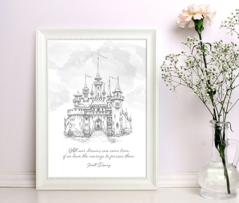 Disney Castle Print Disney Card Disney Theme Watercolour - Etsy