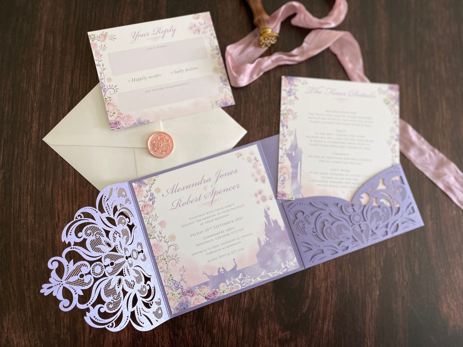 Tangled Wedding Invitation Disney Wedding Invitation Lilac - Etsy