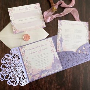 Tangled Wedding Invitation, Disney Wedding Invitation, Lilac Laser ...