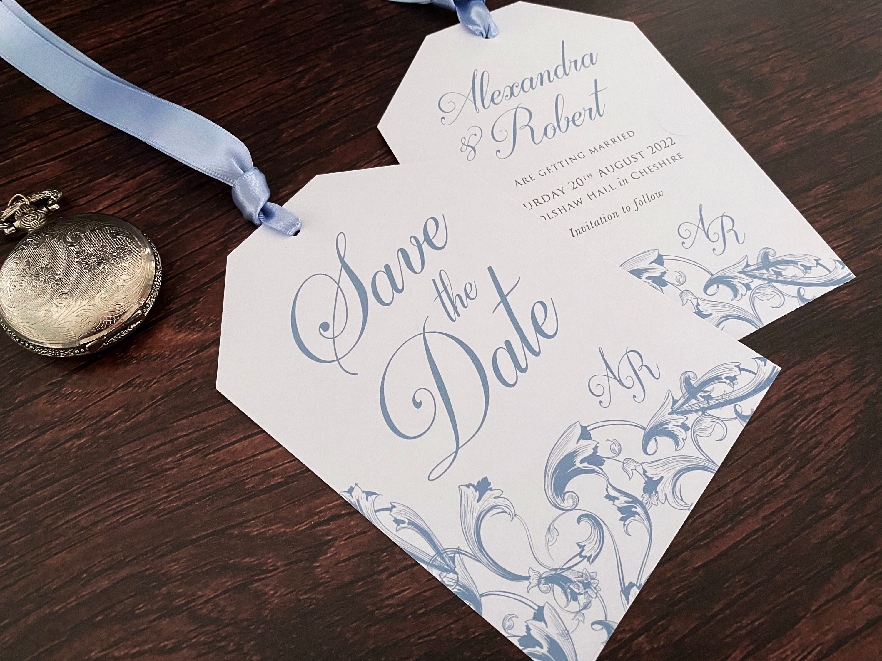 Blue Save the Date Dusty Blue Wedding Save the Date Blue and - Etsy