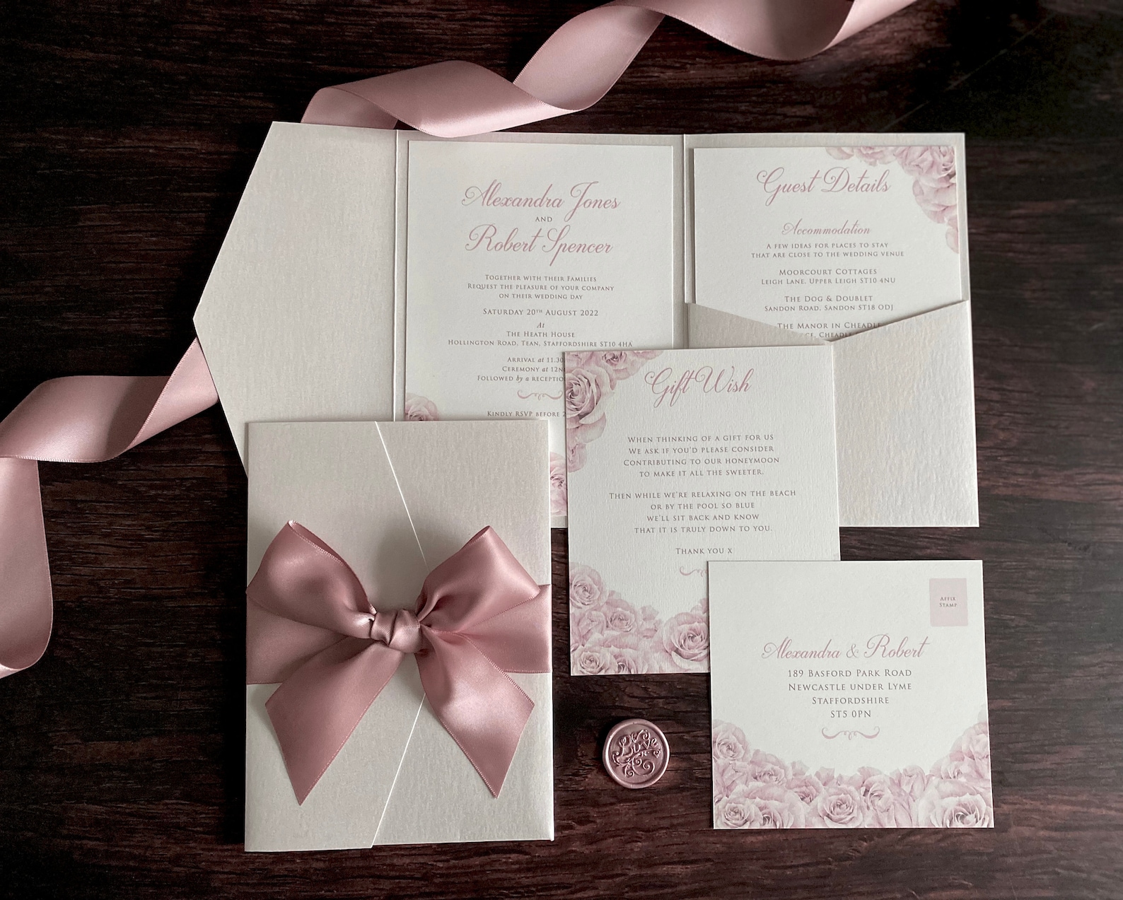 Dusky Pink Wedding Invitation Pink Roses Invitation Blushing | Etsy