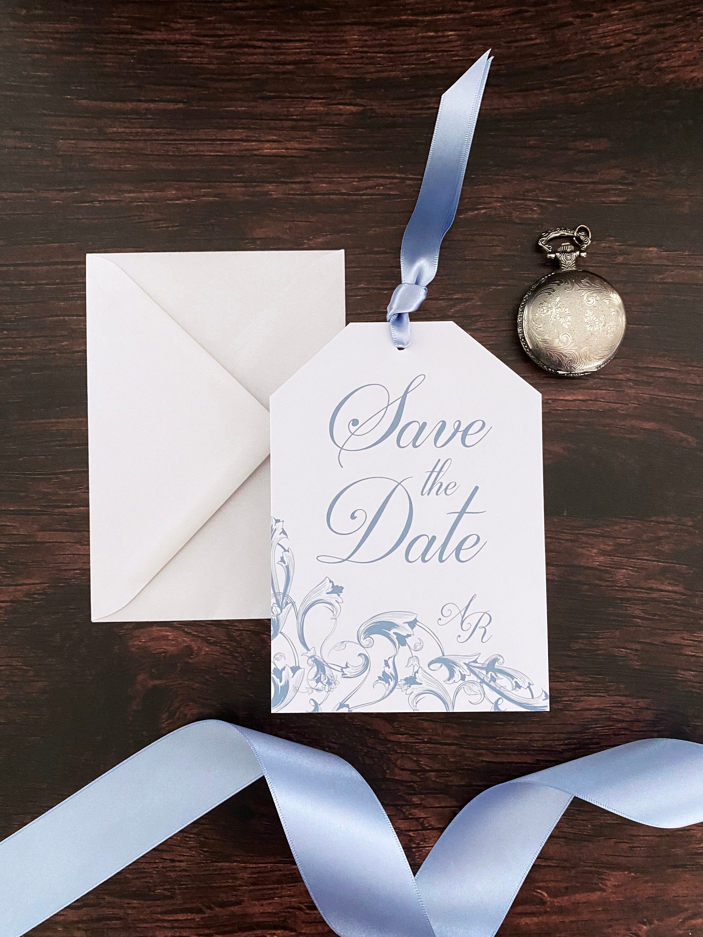 Blue Save the Date Dusty Blue Wedding Save the Date Blue and - Etsy