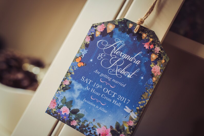 Midsummer Nights Dream Save the Date Tag | Celestial Wedding - Etsy