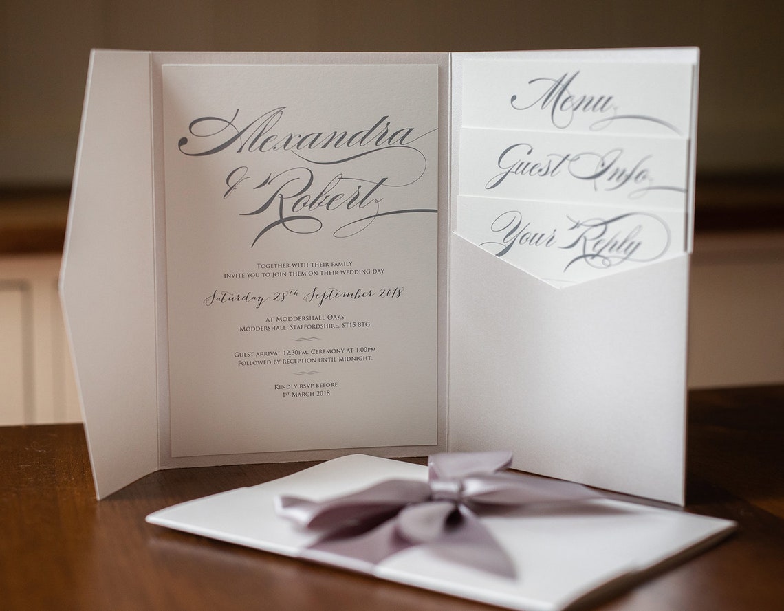 Grey Wedding Invitation Elegant Wedding Invitation Grey - Etsy UK