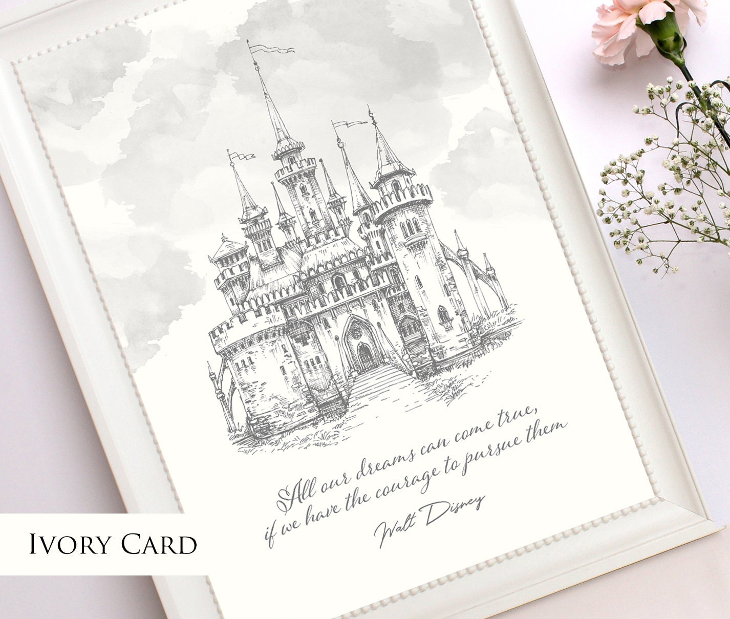 Disney Castle Print Disney Card Disney Theme Watercolour | Etsy