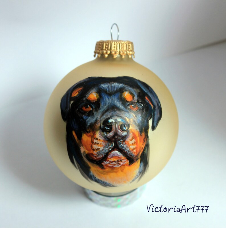 Hand Painted Christmas Glass Ornament Rottweiler Dog - Etsy