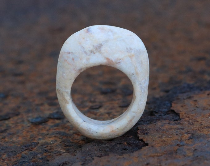 Quartzite Pebble Dome Ring - Handmade Statement Jewelry - Solid Stone ...