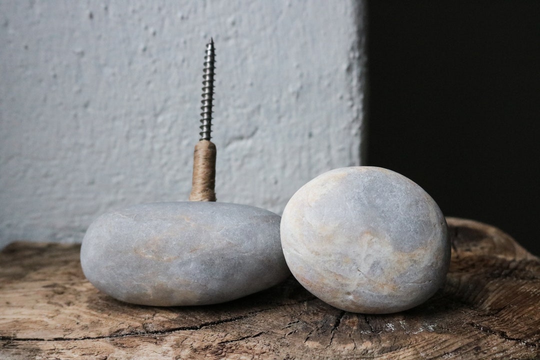 Quartz Stone Wall Hooks - Set of 2 - Decorative Towel Hooks for Japandi ...