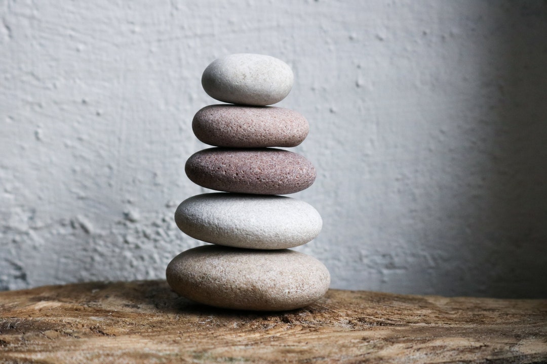 Japandi Art Cairn Small Zen Garden Stones Natural Minimalist Desk Decor ...