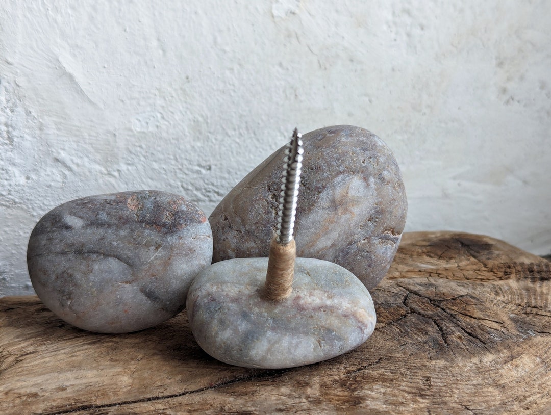 Set of 3 Quartz Stone Wall Hooks Wabi-sabi Decorative Towel Hooks Coat ...