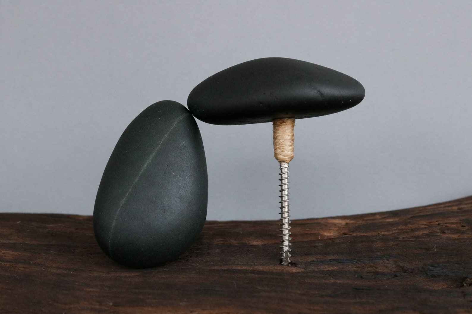 Black Stone Wall Hooks - Coastal Bathroom Towel Holder - Modern ...