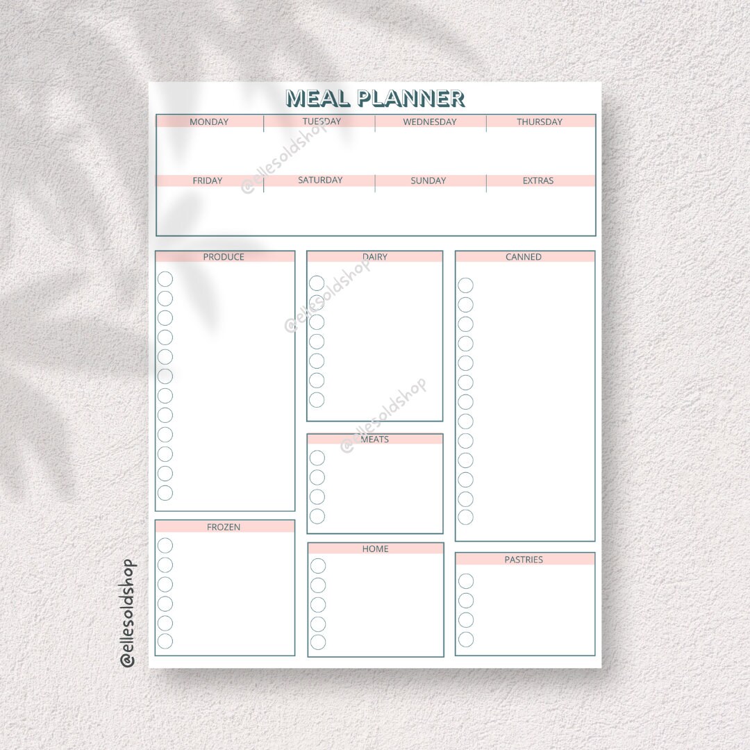 Daily Weekly Meal Planner Meal Planning Printable List Grocery List Pdf ...